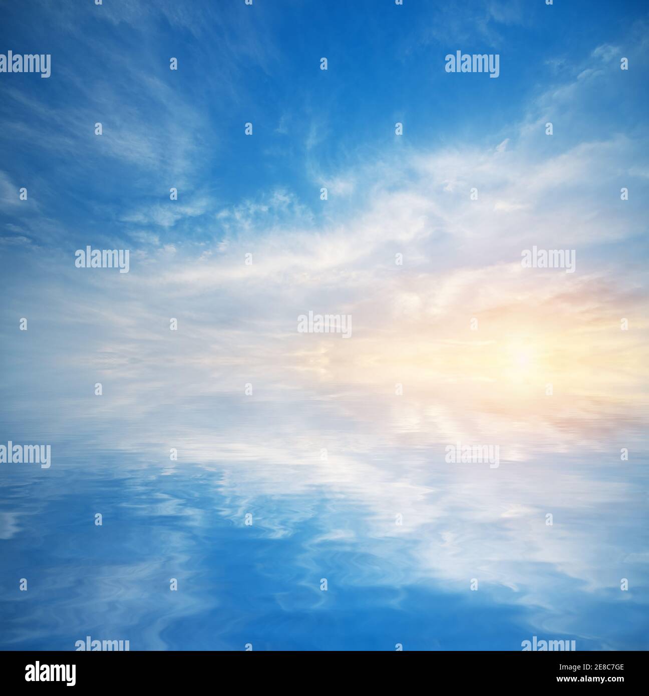 Sky background and water reflection. Element of design Stock Photo - Alamy