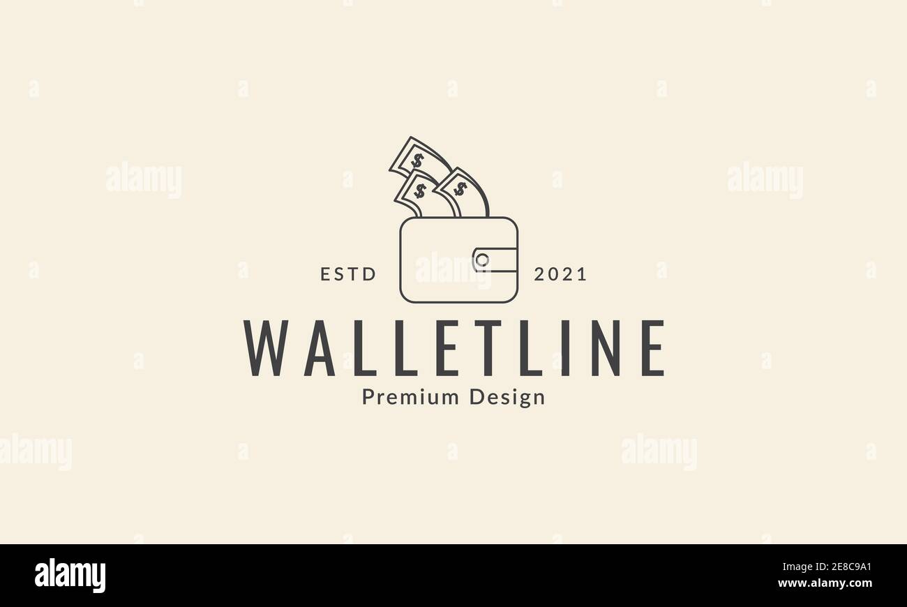 simple pocket with money line logo symbol icon vector graphic design ...