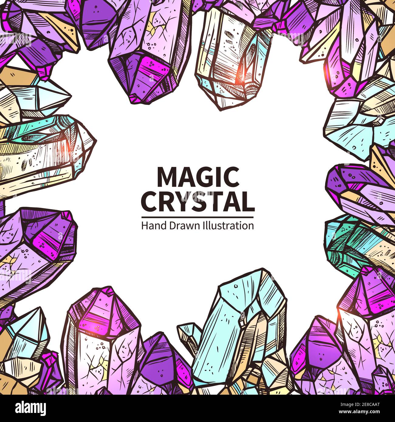 Crystals Sketch Concept. Crystals Decorative Objects. Crystals Vector ...