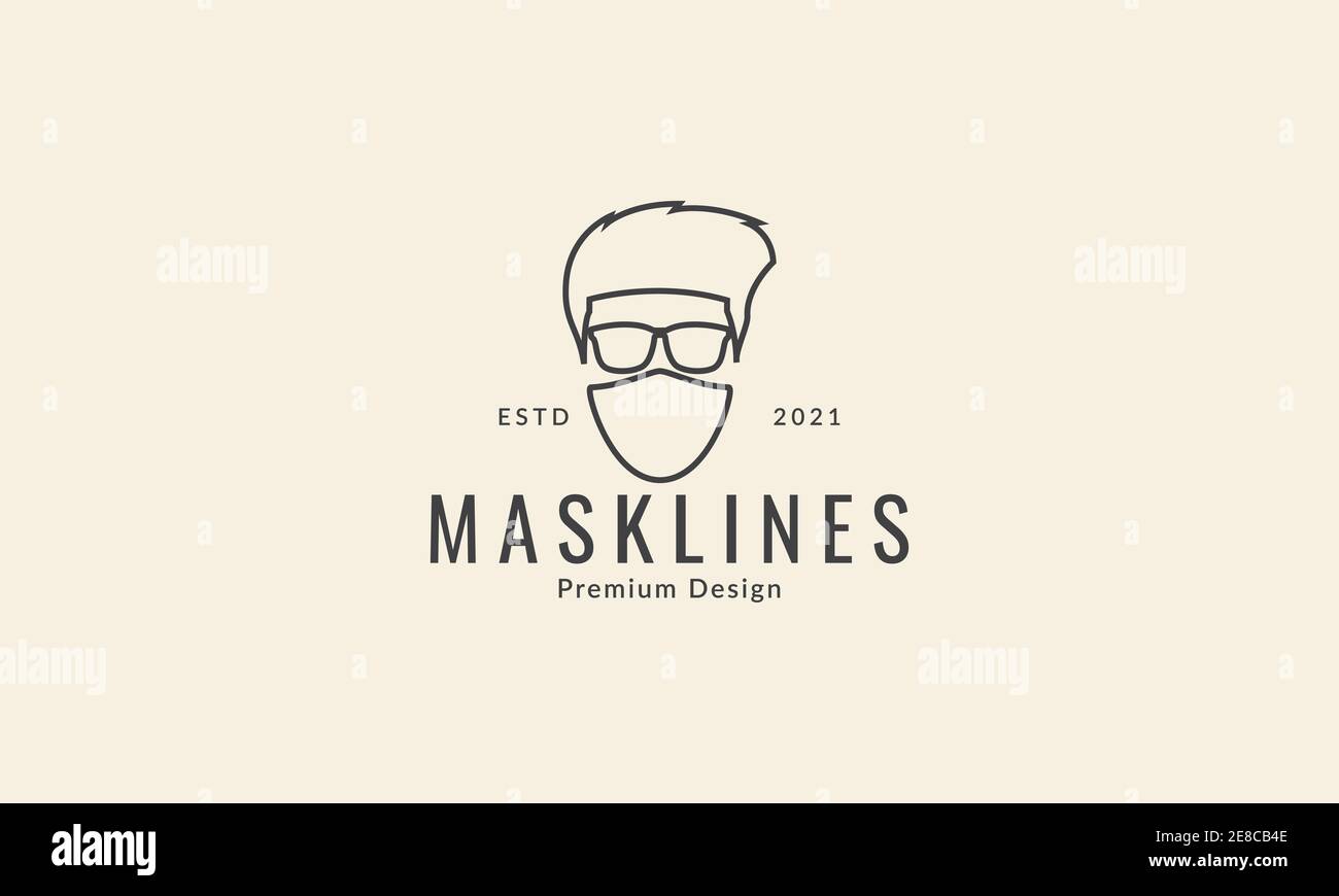 man with sunglasses and mask line logo symbol icon vector graphic ...