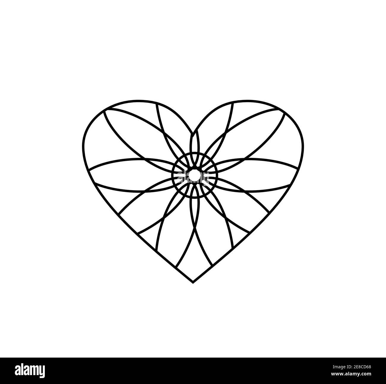 flower heart shape line art logo and vector icon Stock Vector Image ...