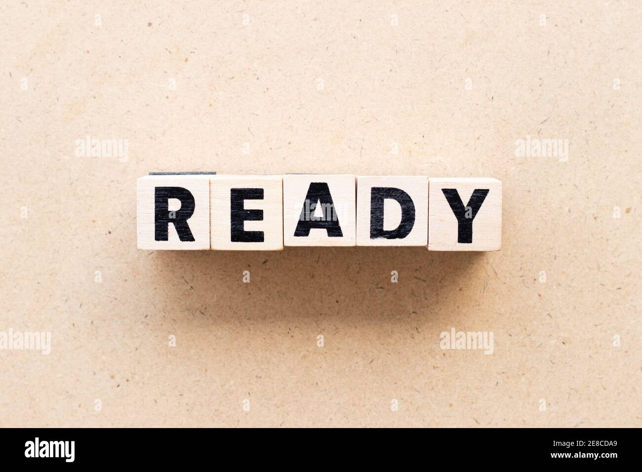 Letter block in word ready on wood background Stock Photo - Alamy
