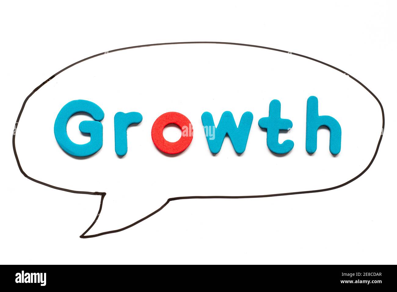 Alphabet letter with word growth in black line hand drawing as bubble ...