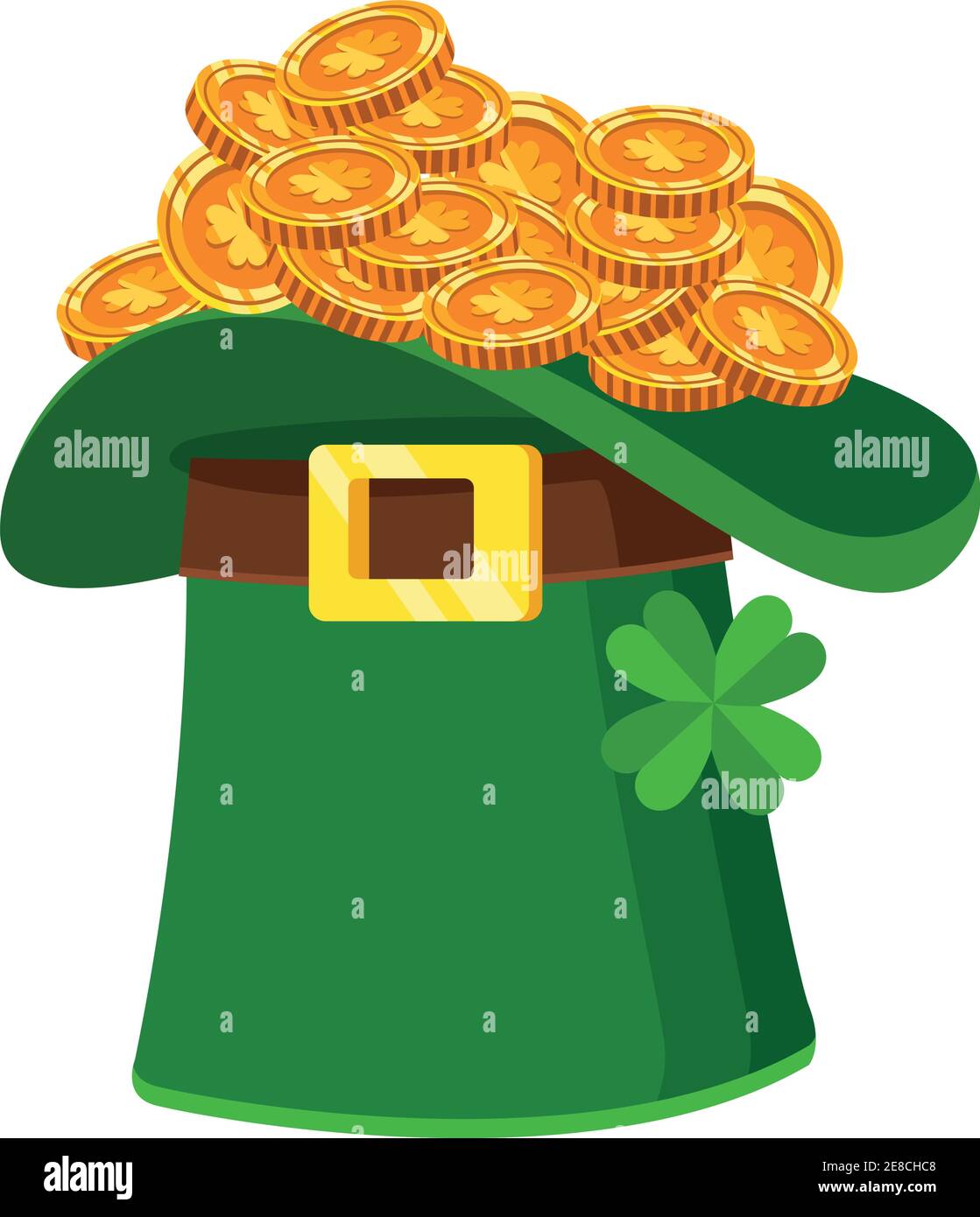 leprechaun green hat with coins treasure saint patrick icon vector ...