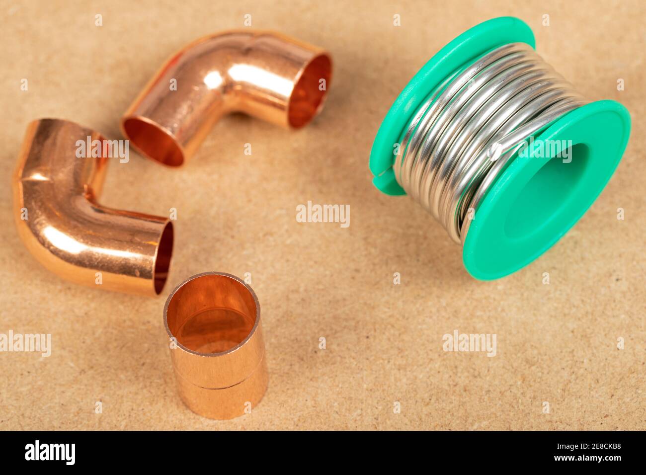 Objects of home heating system: brass valve, thermostatic valve, pipe ...