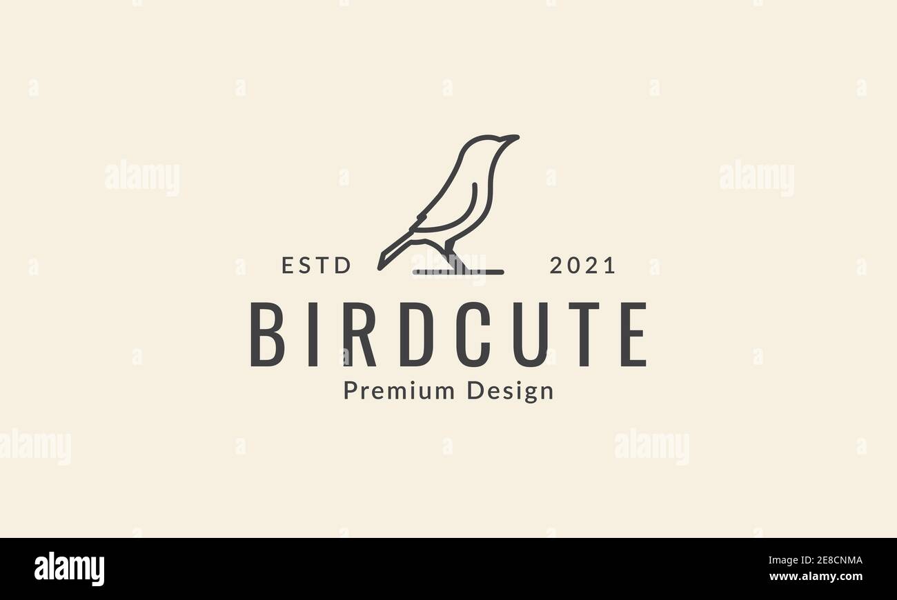 simple line bird raven unique logo symbol icon vector graphic design ...