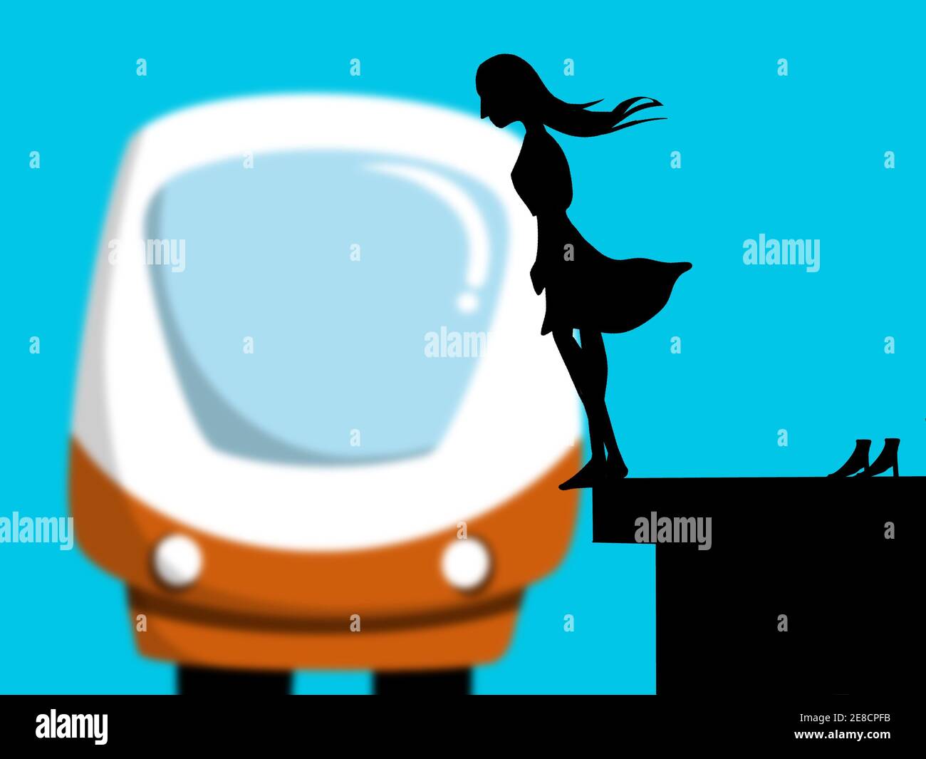 Woman standing on edge of platform hi-res stock photography and images ...