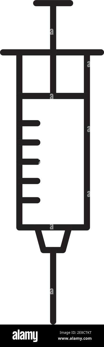 vaccine in medical syringe line style icon vector illustration design ...
