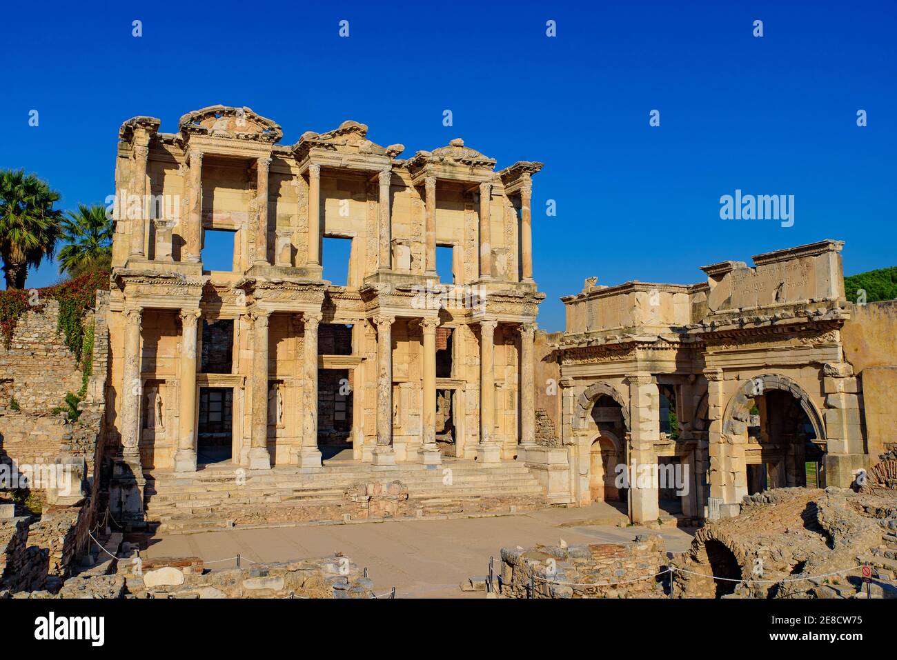 Library of Celsus, an ancient Roman building in Ephesus Archaeological ...