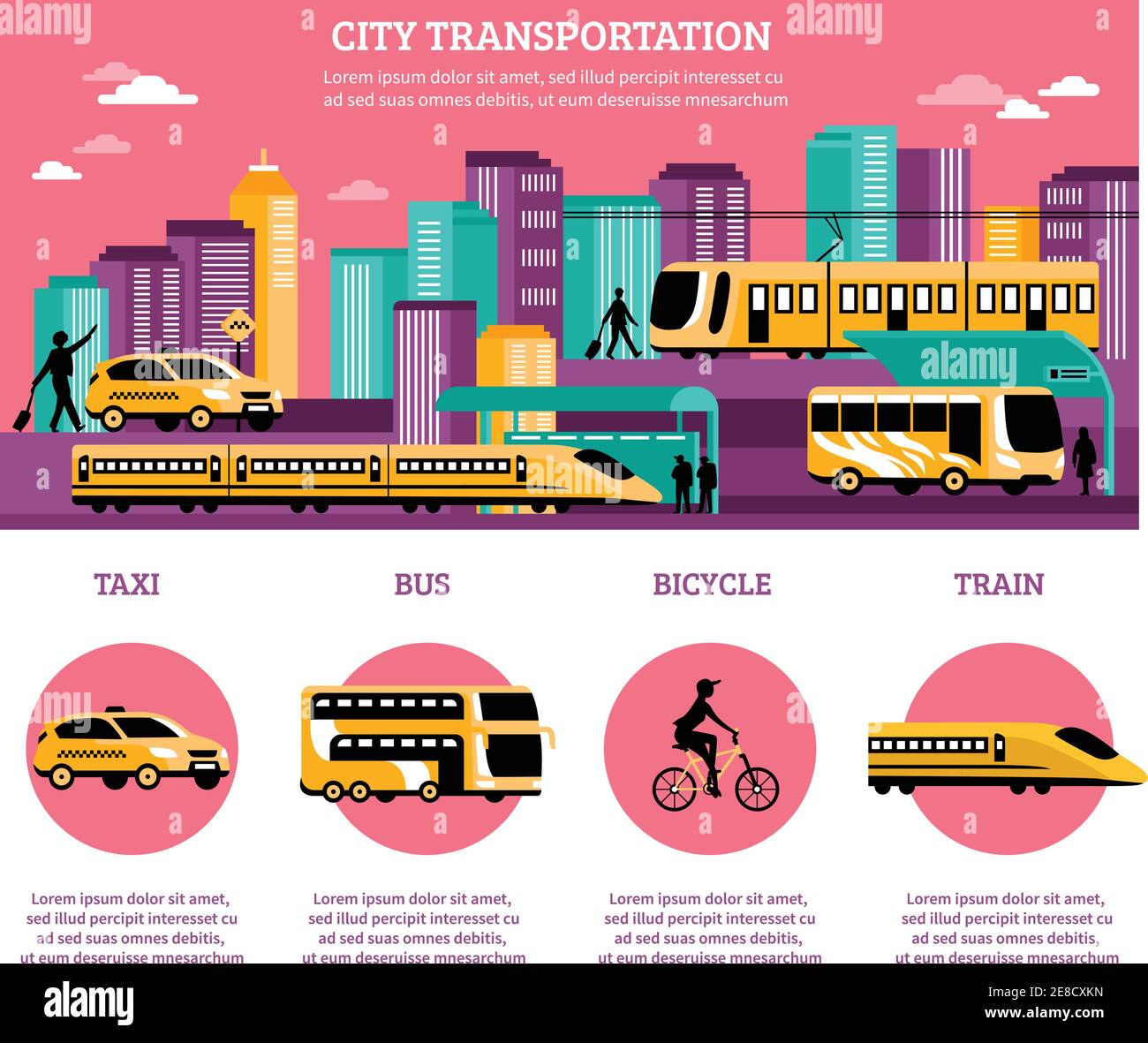 City transportation infographics layout with statistic information ...