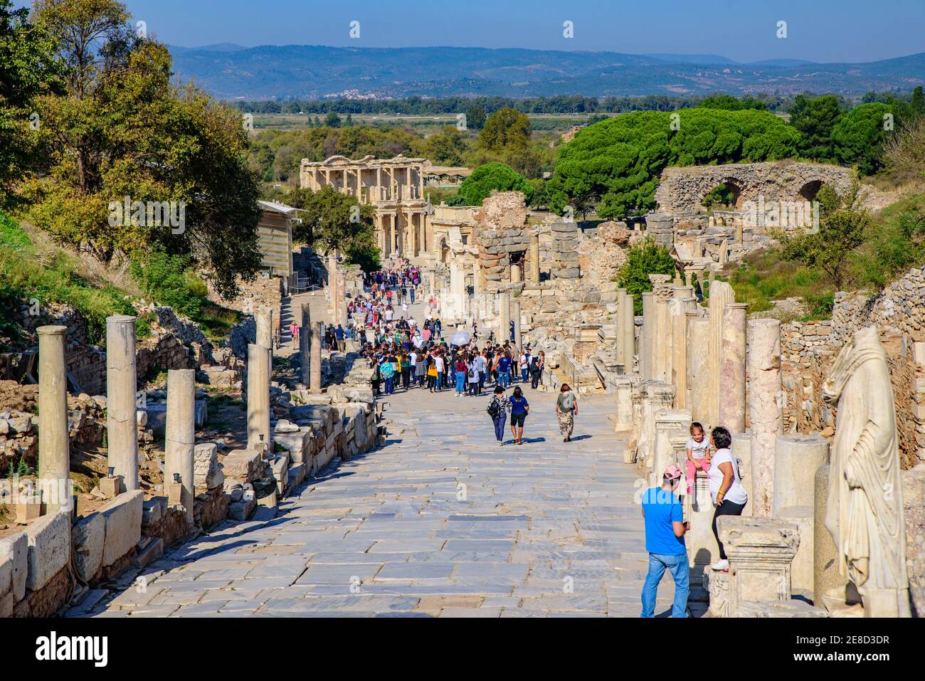 Curetes Street, one of the main streets of Ephesus Archaeological Site ...