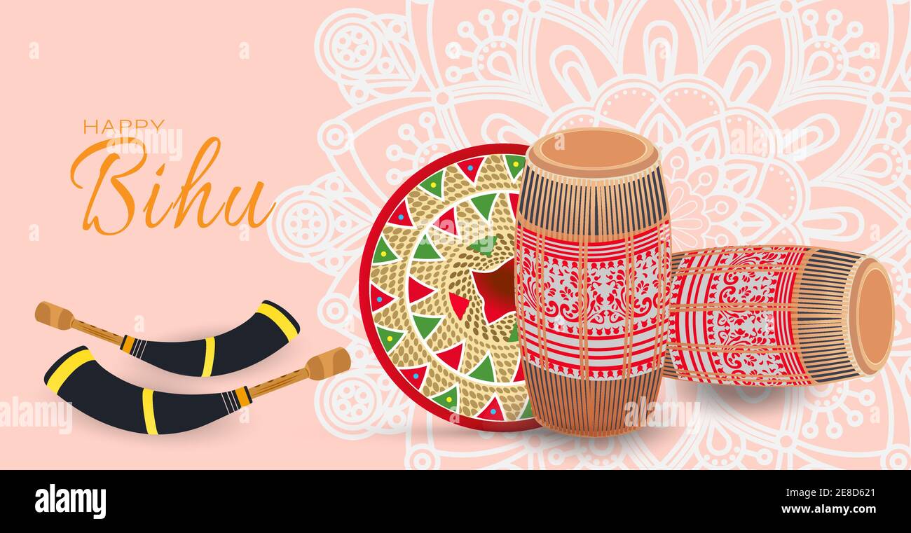 Vector Illustration Of Happy Rongali Bihu Assamese New Year Indian