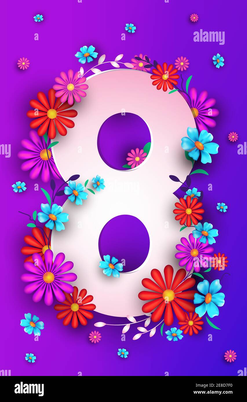 womens day 8 march holiday celebration banner flyer or greeting card ...