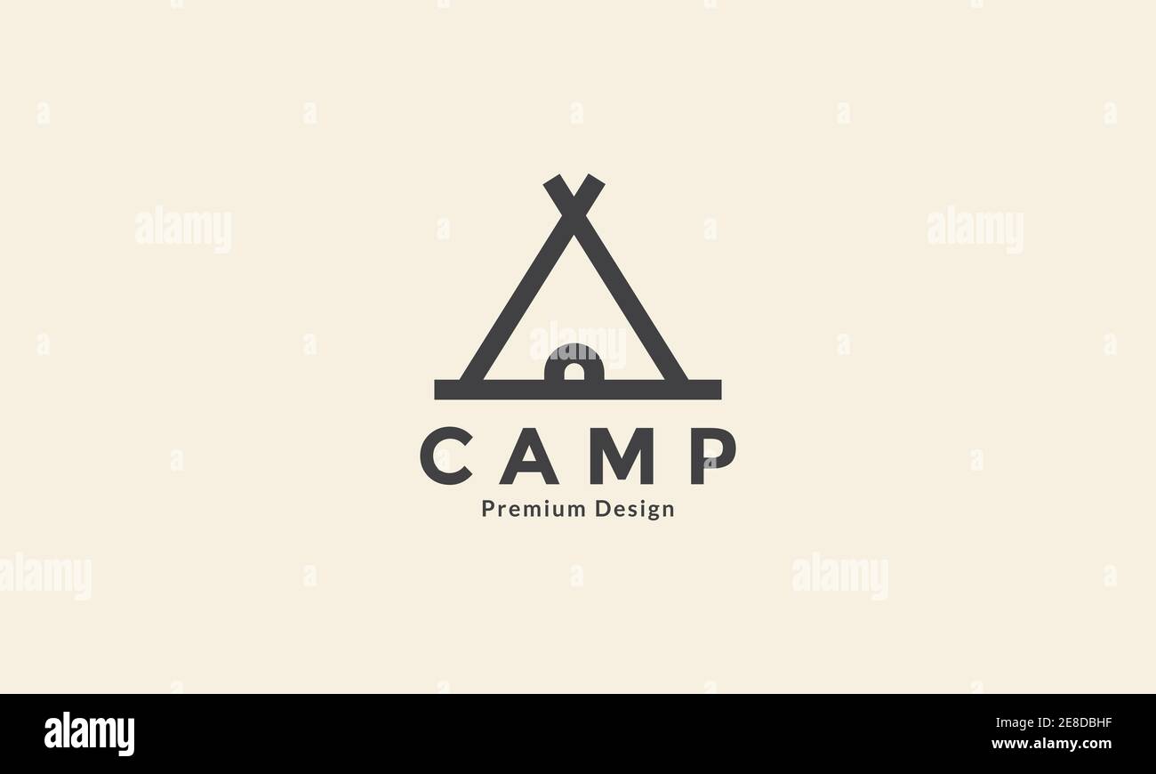 triangle wood camp line logo symbol icon vector graphic design ...