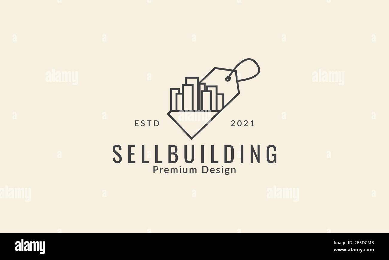building or apartment marketing sale line logo symbol icon vector ...