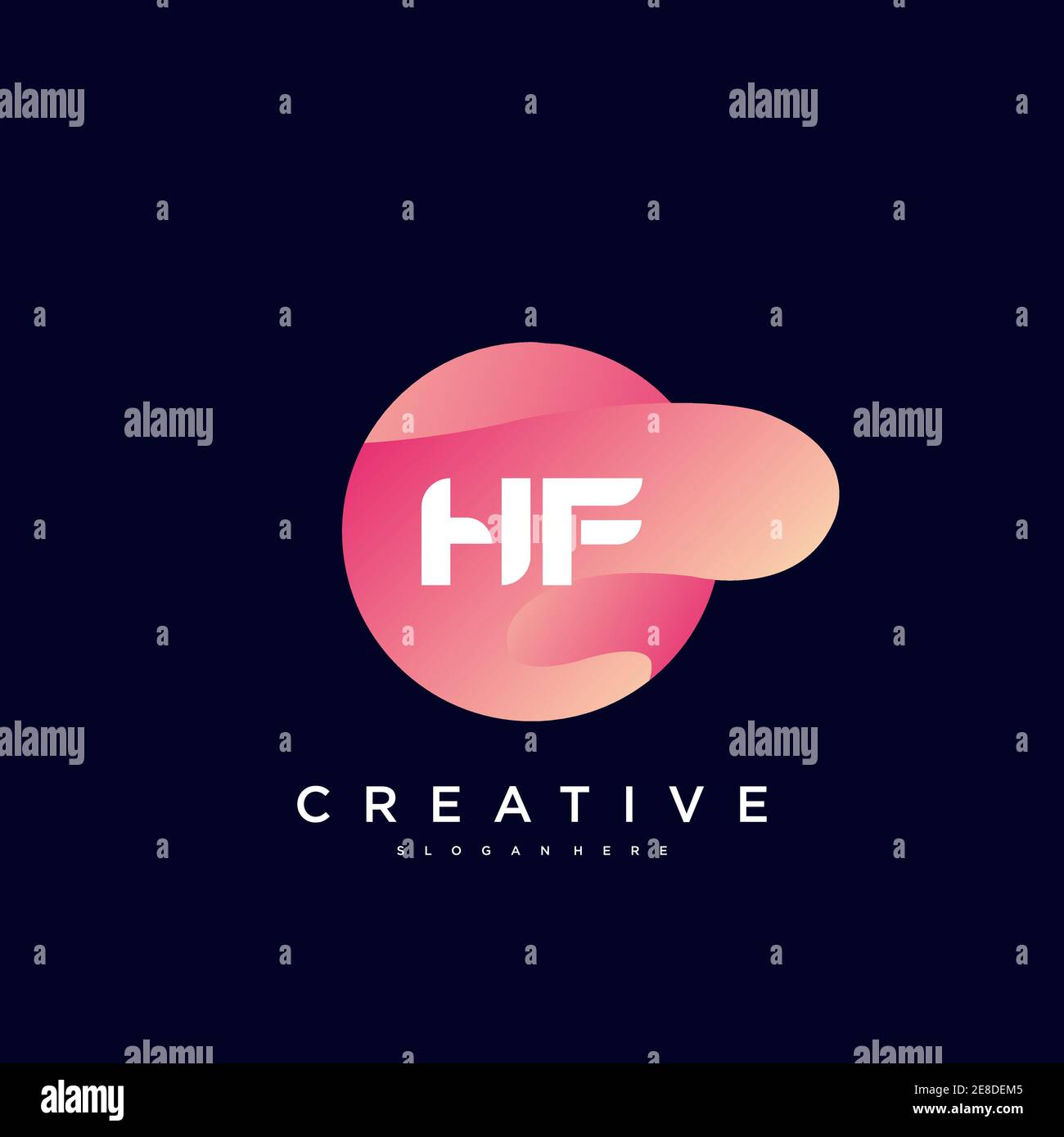 HF Initial Letter logo icon design template elements with wave colorful ...