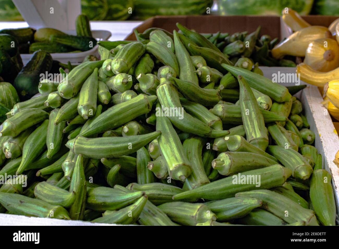 Ochra on display at a produce stand Stock Photo - Alamy