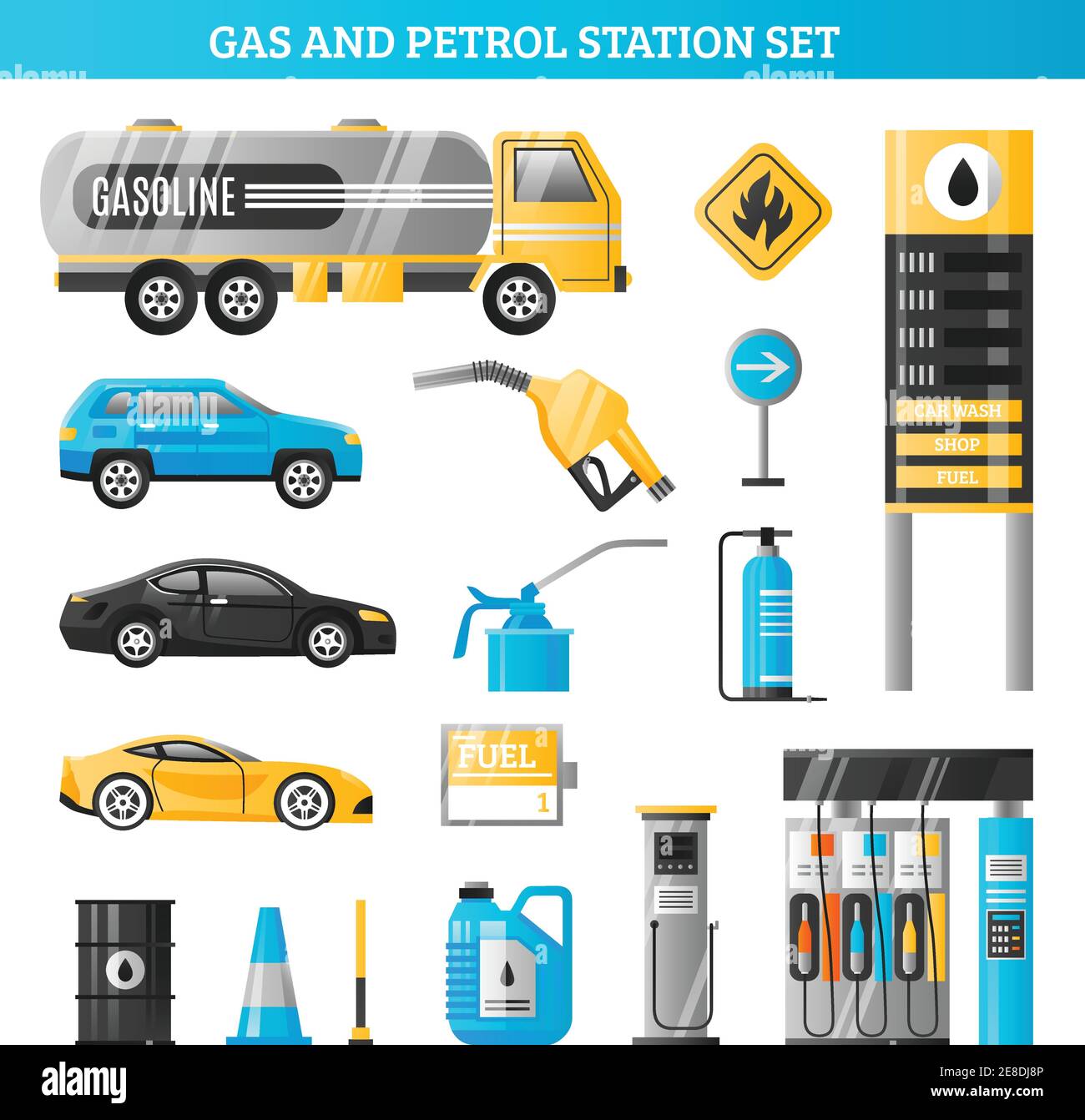 Fuel tanker truck filling Stock Vector Images - Alamy