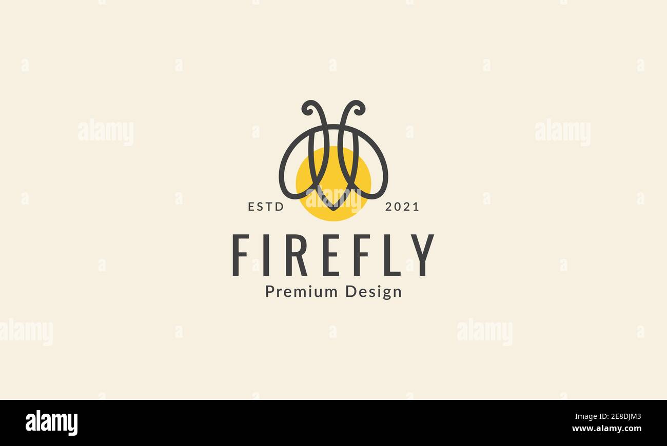 simple animal insect firefly line light logo symbol icon vector graphic ...