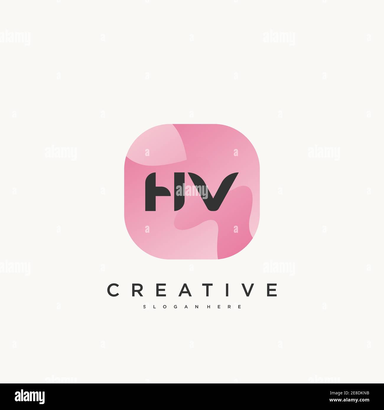 HV Initial Letter logo icon design template elements with wave colorful ...