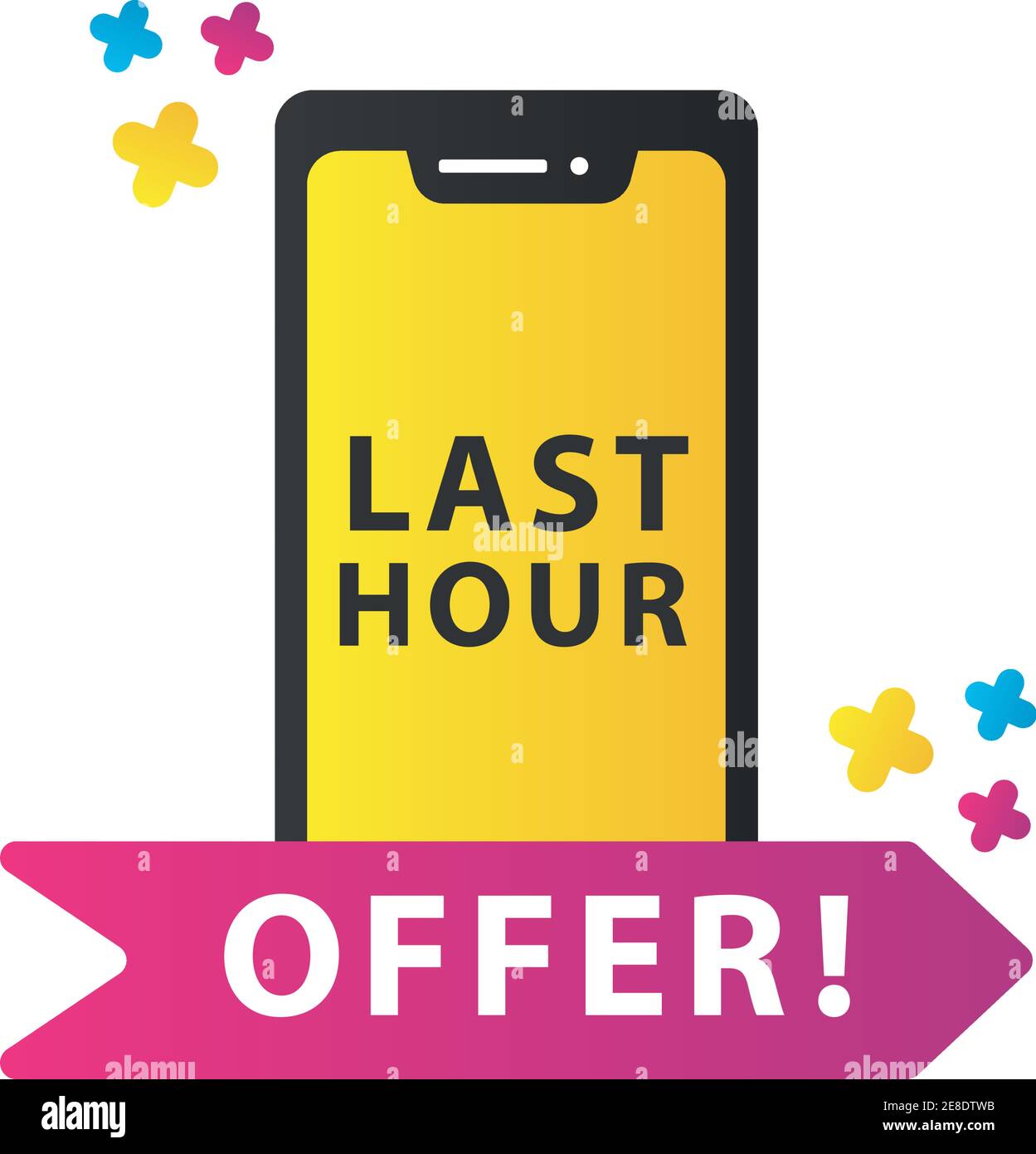 last hour offer sale countdown lettering with smartphone vector ...