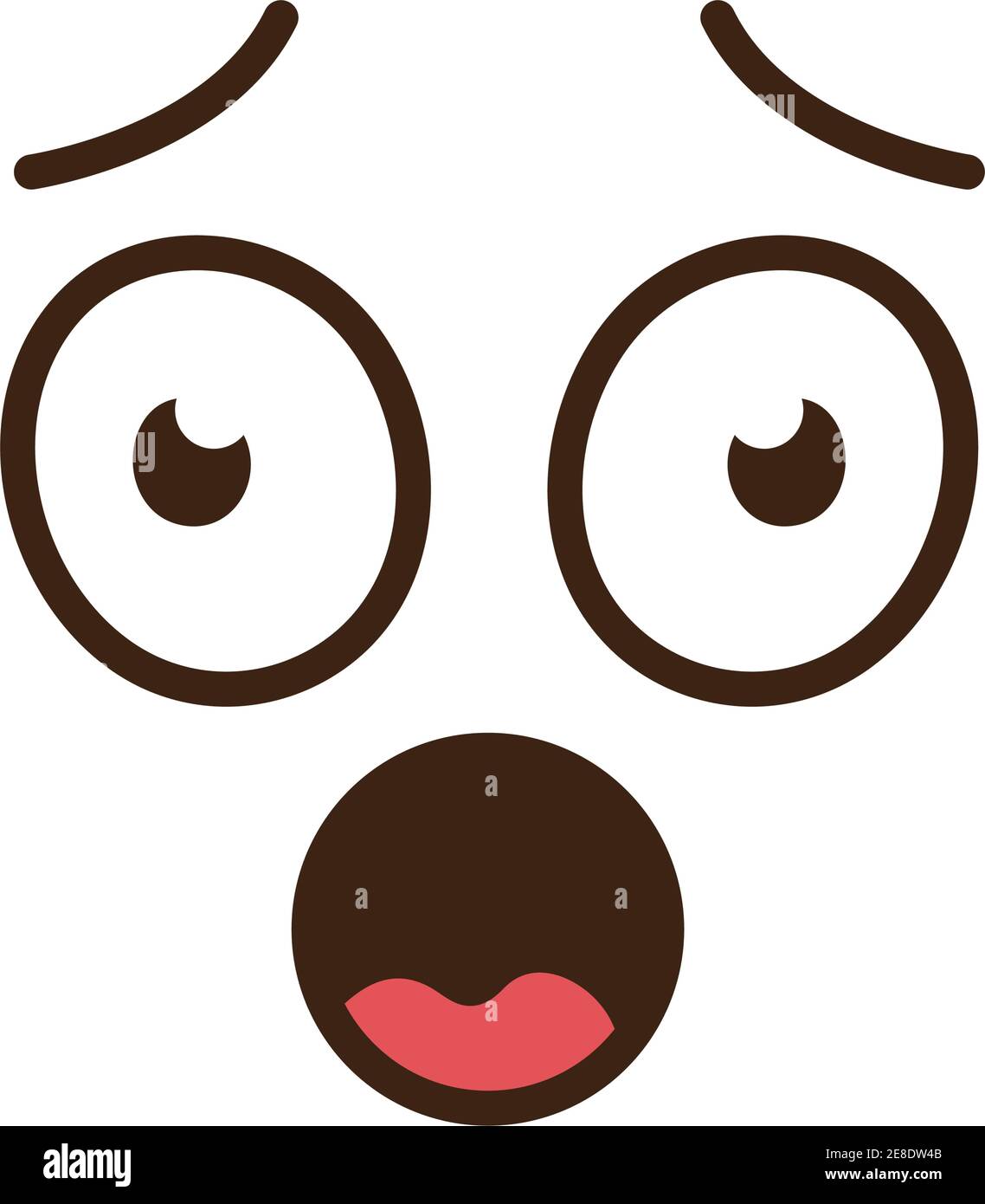 cartoon face with eyes and mouth open emoticon vector illustration ...