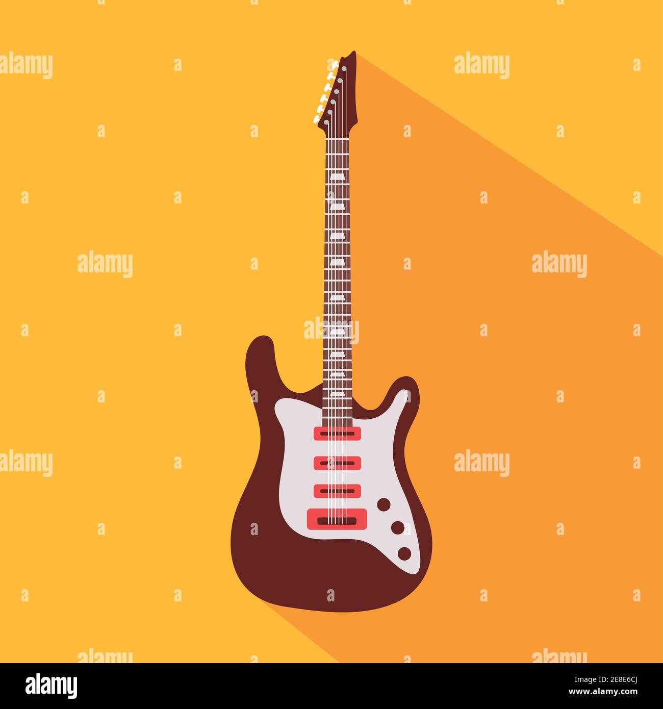 electric guitar color brown and white colors instrument in yellow ...