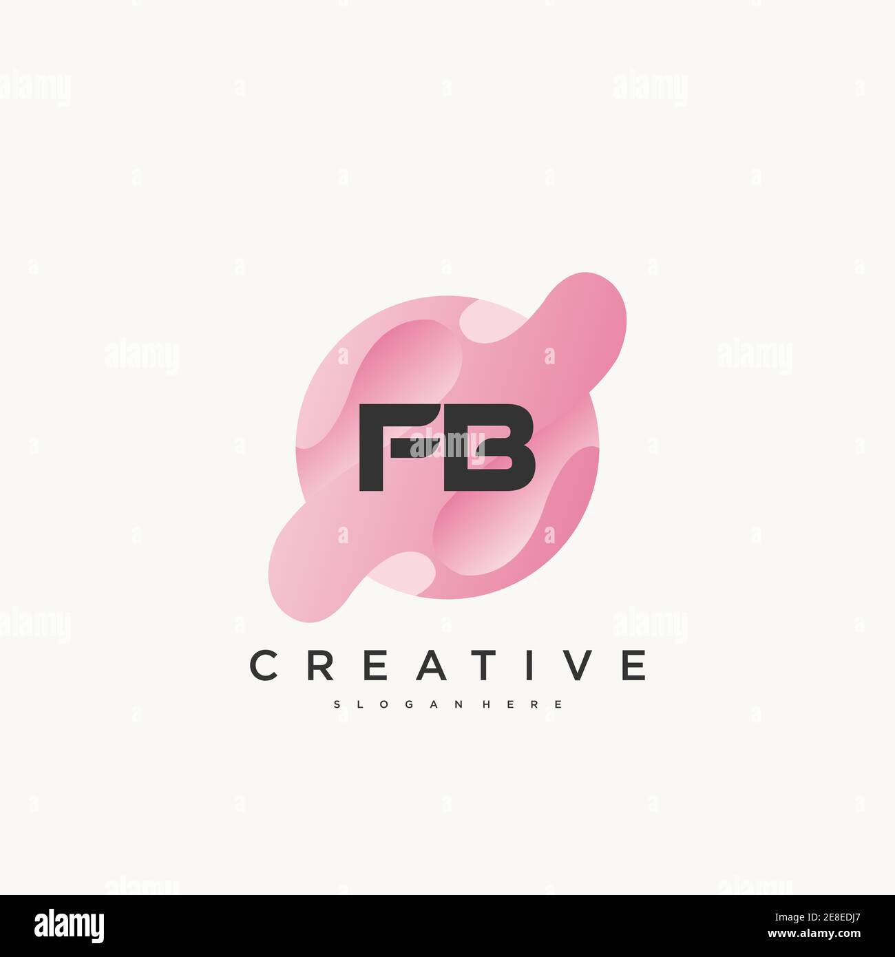 FB Initial Letter logo icon design template elements with wave colorful ...