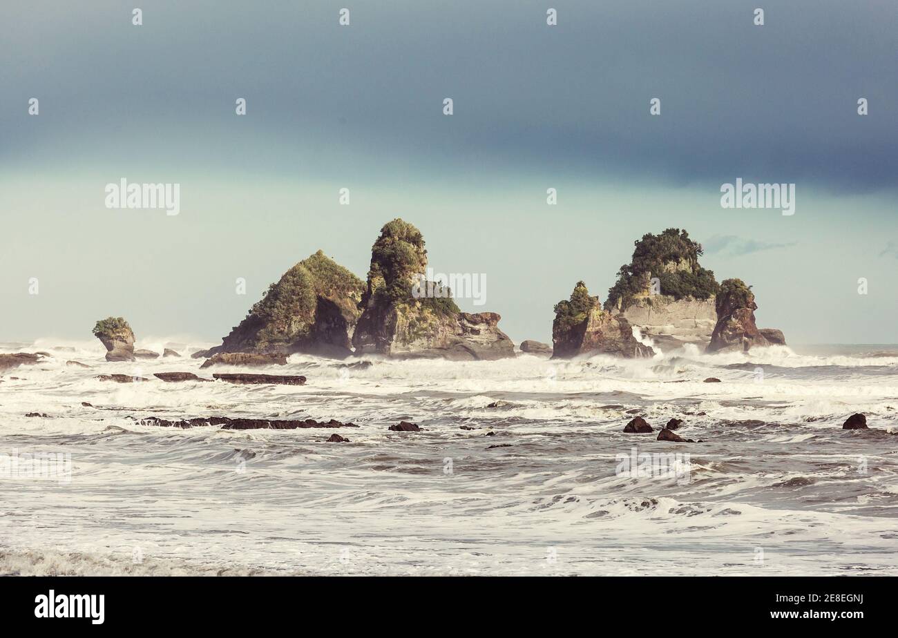 Beautiful landscapes it the Ocean Beach, New Zealand. Inspiring natural ...