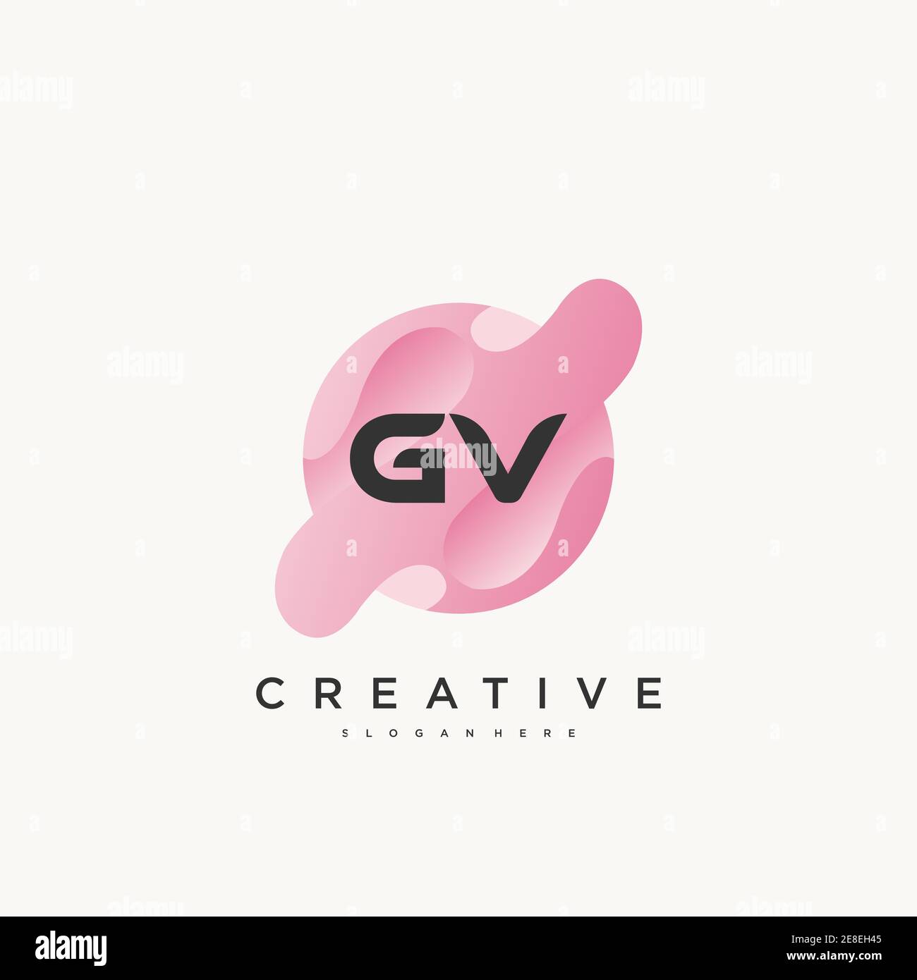 GV Initial Letter logo icon design template elements with wave colorful ...