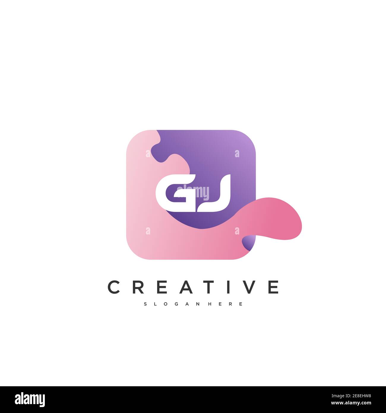 GJ Initial Letter logo icon design template elements with wave colorful ...