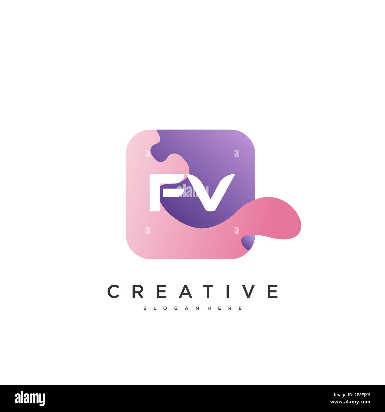FV Initial Letter logo icon design template elements with wave colorful ...