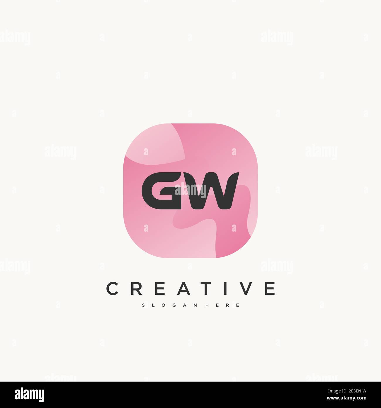 GW Initial Letter logo icon design template elements with wave colorful ...