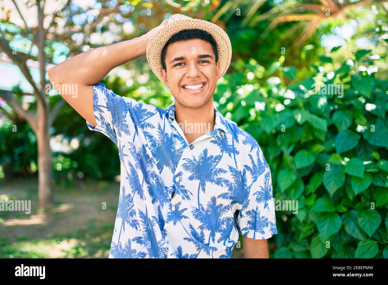 Young arab tourist man wearing summer style walking at the park Stock ...