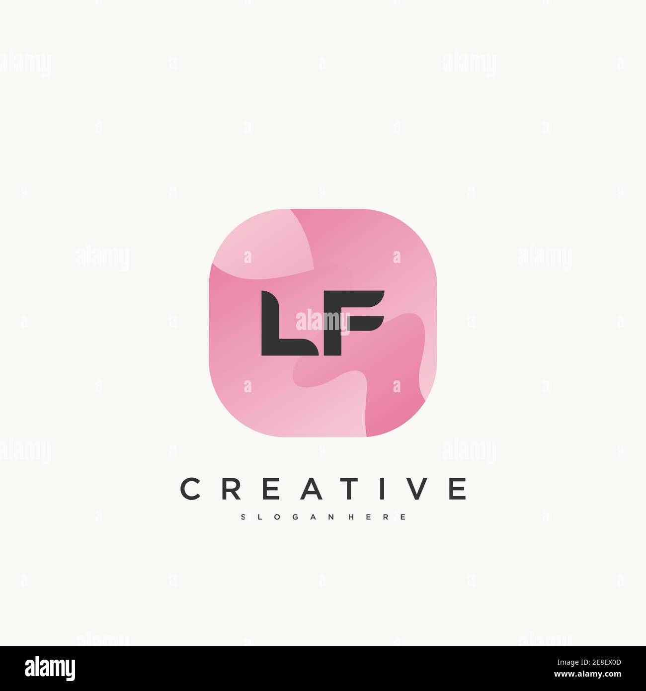 LF Initial Letter logo icon design template elements with wave colorful ...