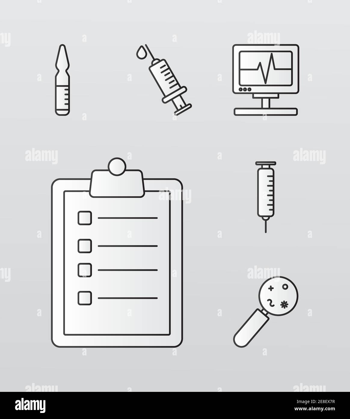 bundle of five vaccine set collection line style icons and checklist ...