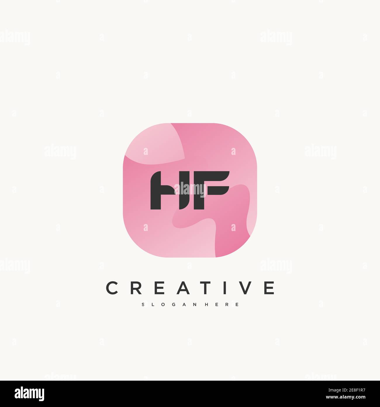 HF Initial Letter logo icon design template elements with wave colorful ...