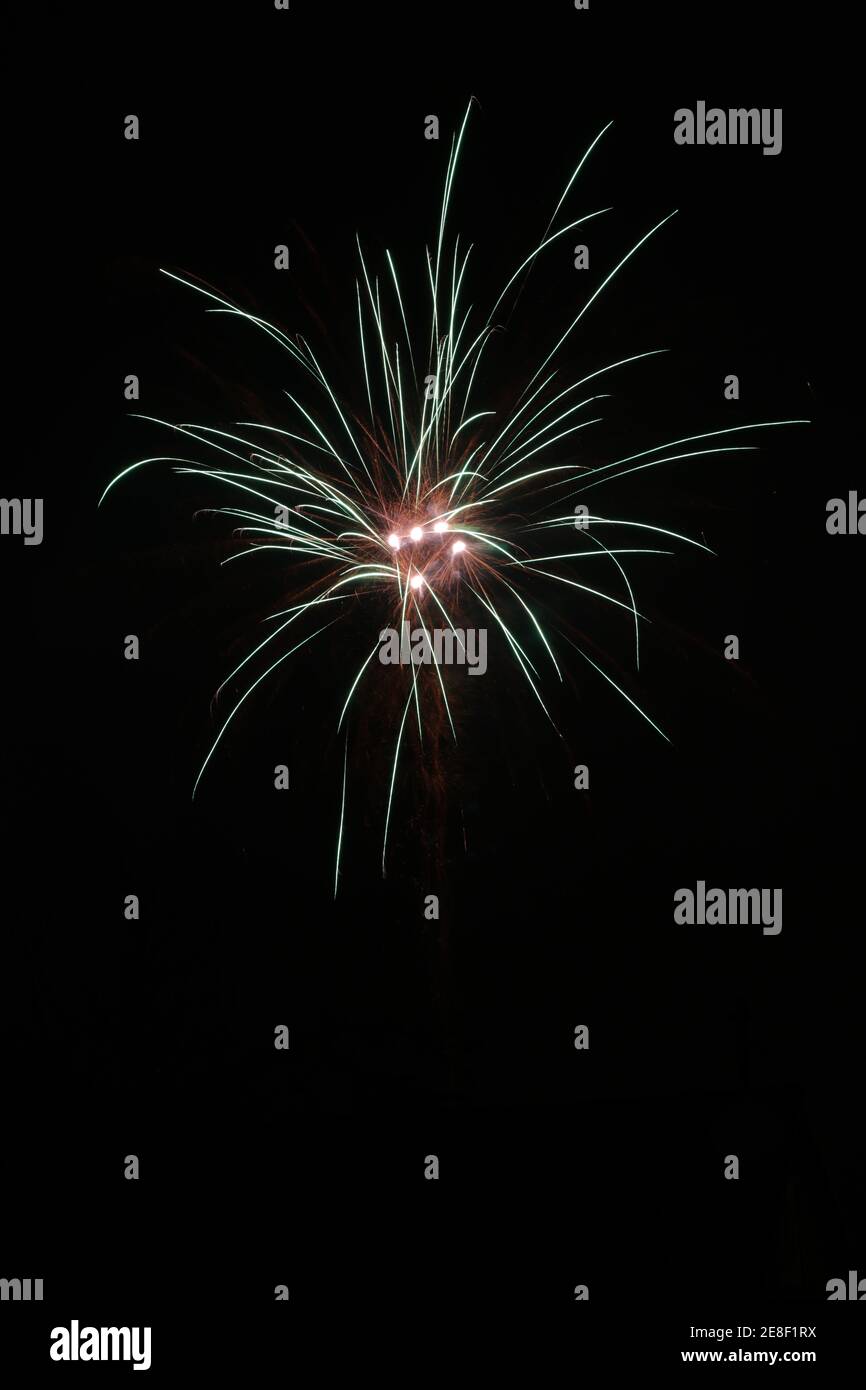 View of a beautiful fireworks display on New Year's Eve Stock Photo - Alamy