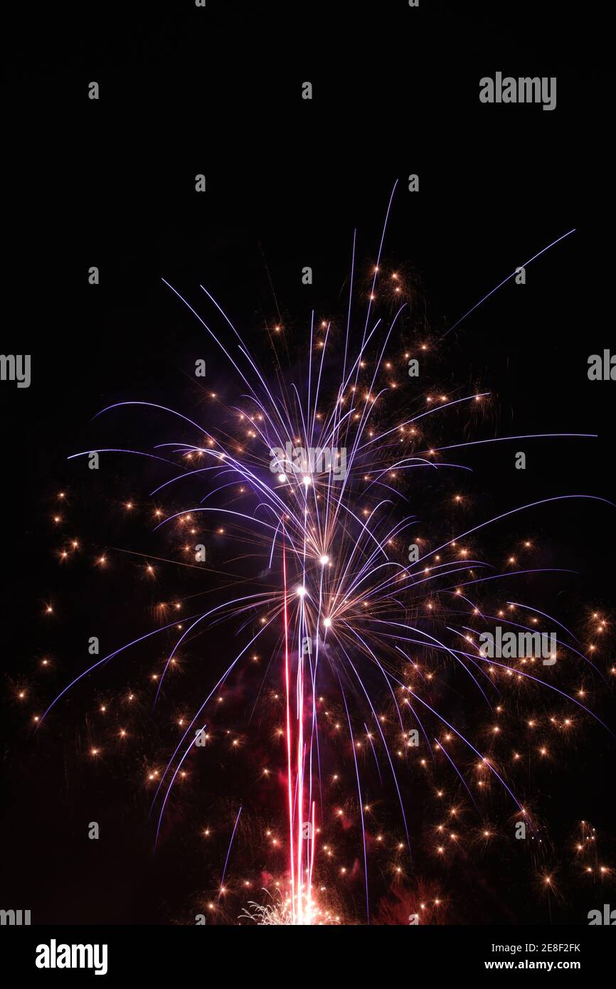 View of a beautiful fireworks display on New Year's Eve Stock Photo - Alamy