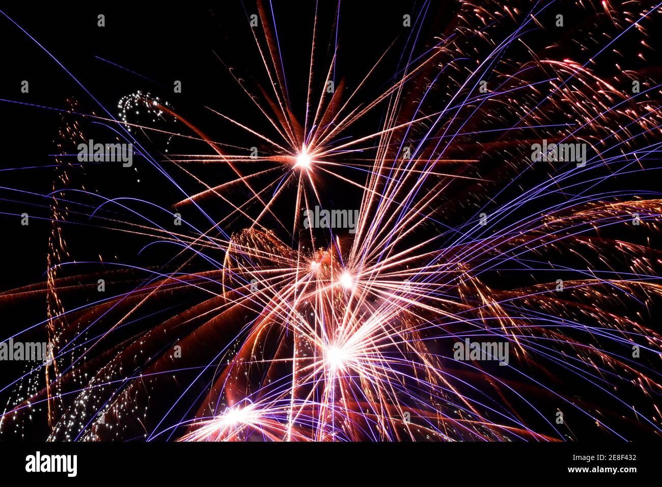 View of a beautiful fireworks display on New Year's Eve Stock Photo - Alamy
