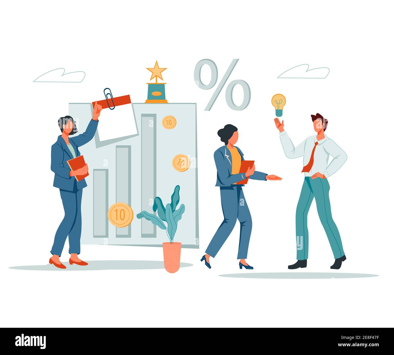 Business partners shaking hands and concluding a deal, flat vector ...