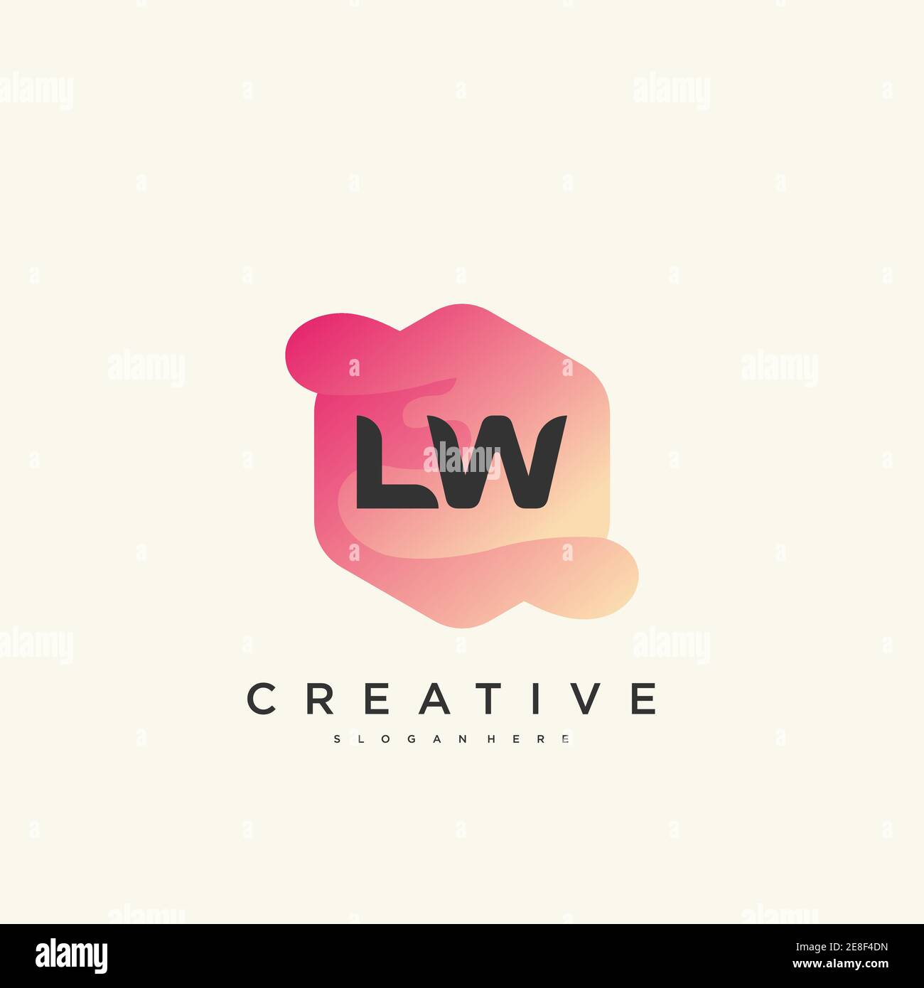 LW Initial Letter logo icon design template elements with wave colorful ...