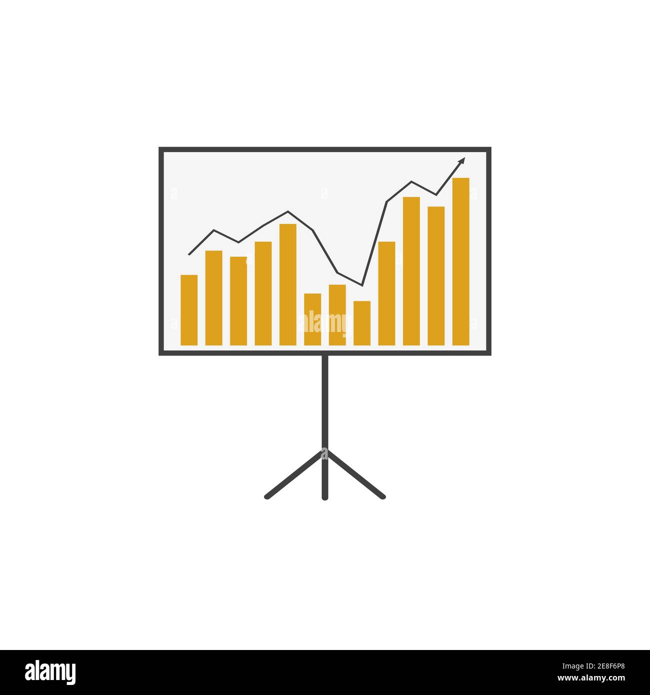 vector image of a graph with an ascending arrow on a white background ...