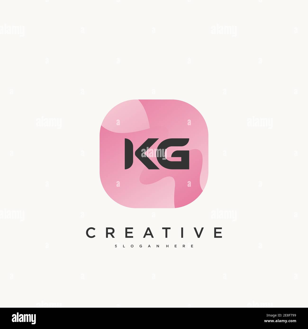 KG Initial Letter logo icon design template elements with wave colorful ...