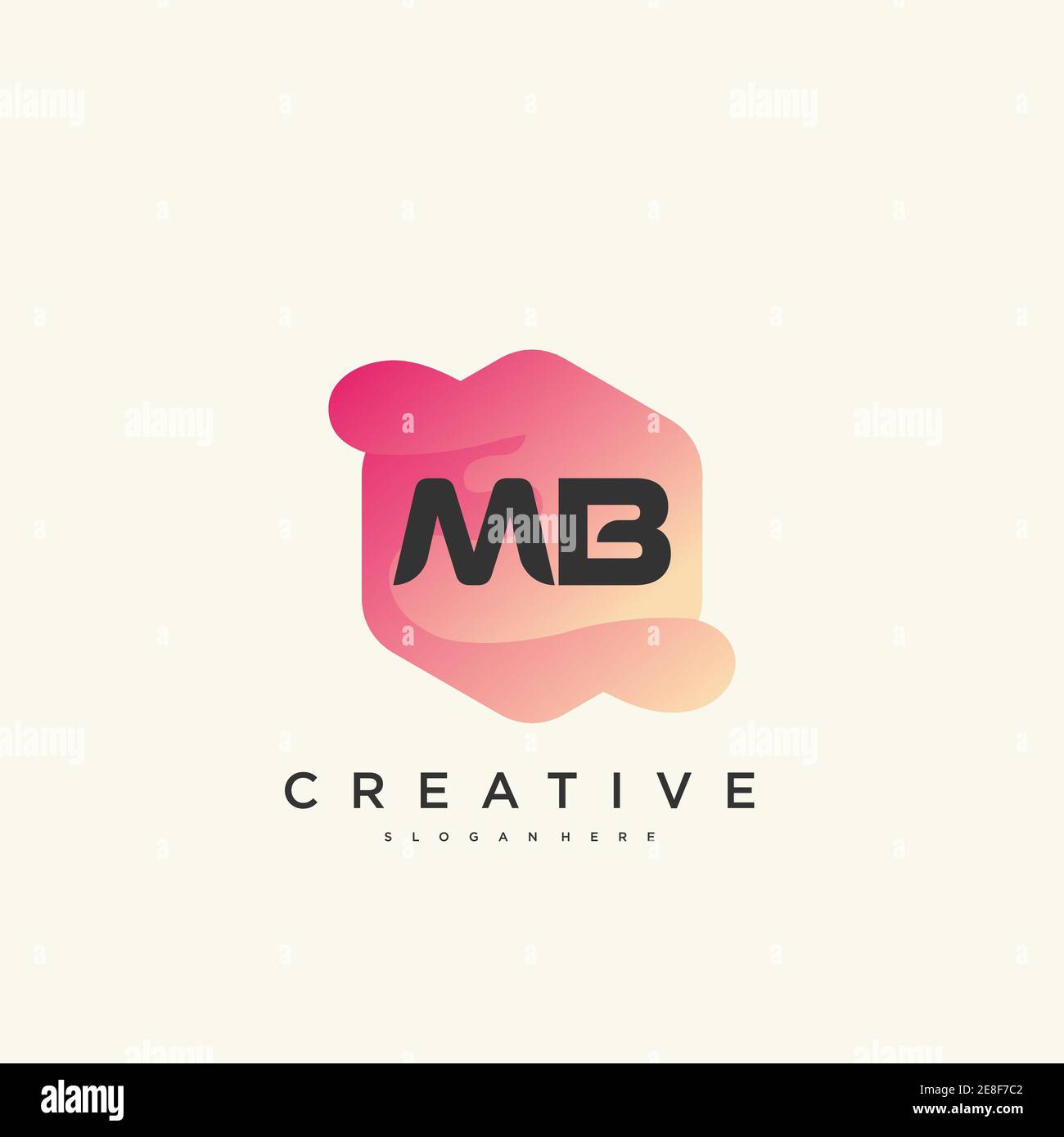 MB Initial Letter logo icon design template elements with wave colorful ...