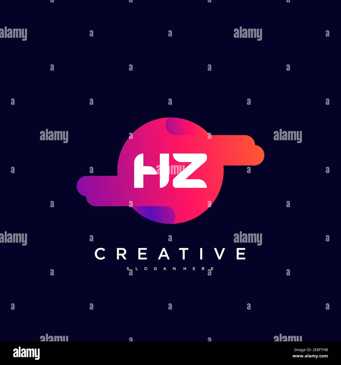 HZ Initial Letter logo icon design template elements with wave colorful ...