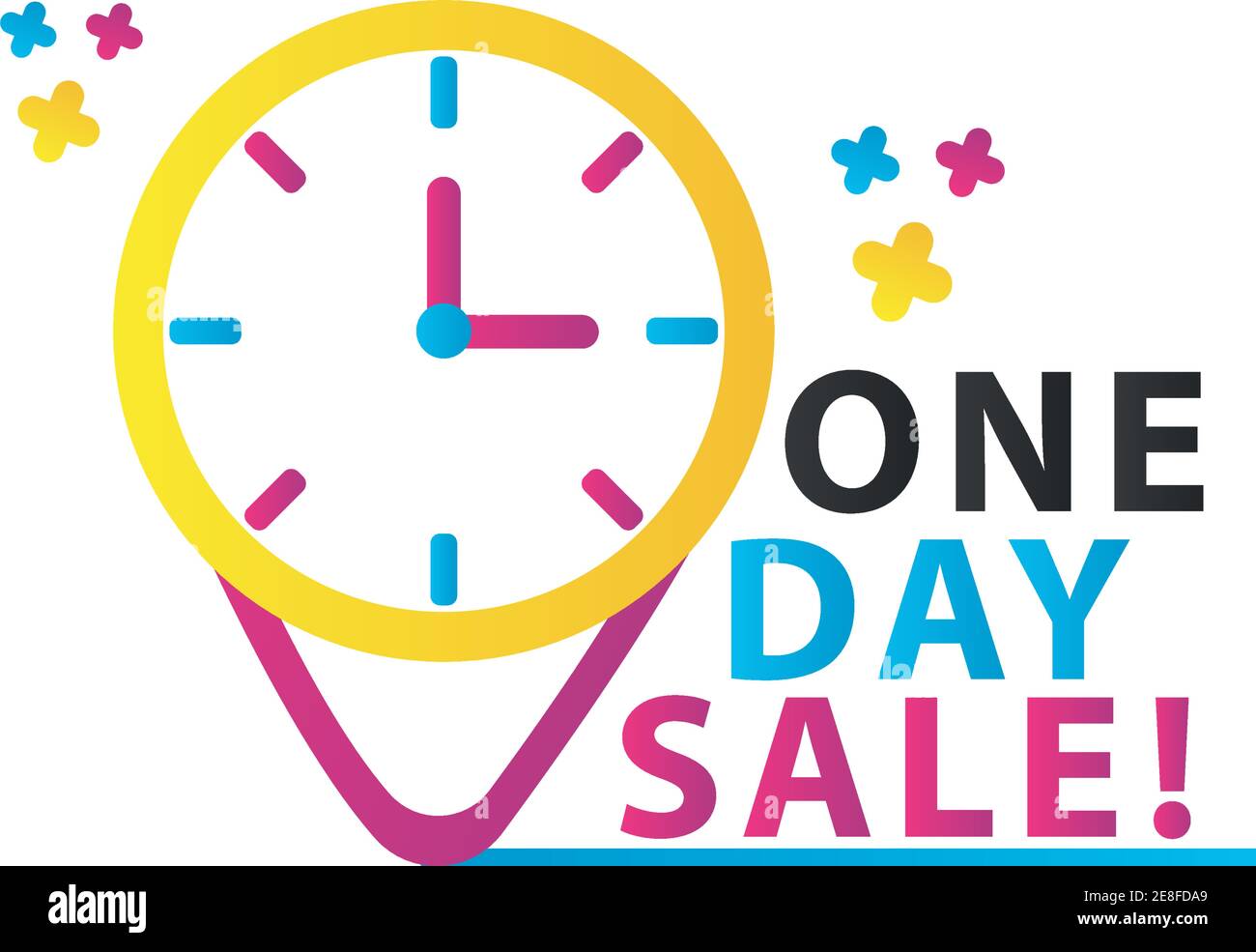 one day sale countdown lettering with watch vector illustration design ...