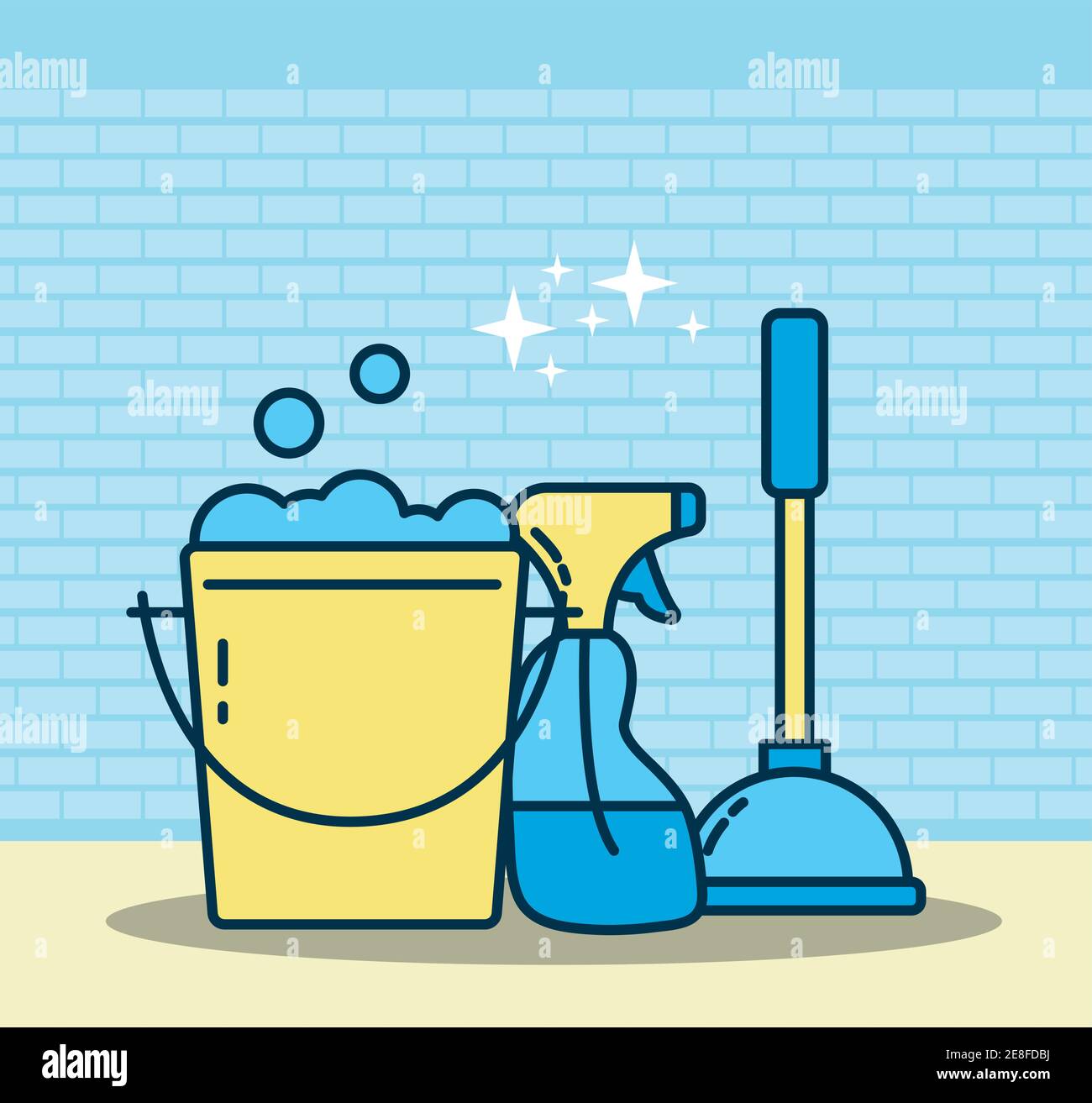 plastic bucket with bomb and spray bottle flat style icon vector ...