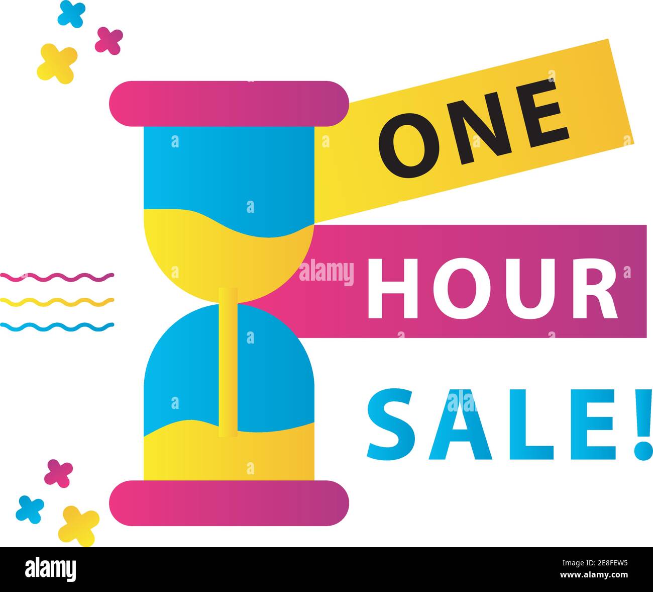 one hour sale countdown lettering with hourglass vector illustration ...