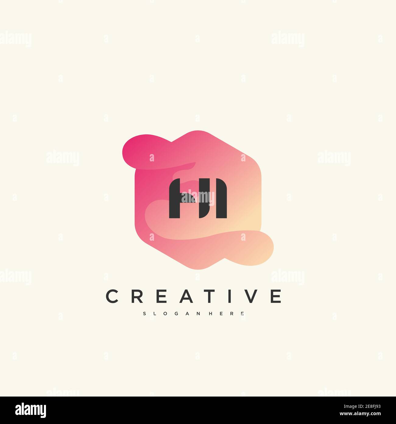 HI Initial Letter logo icon design template elements with wave colorful ...
